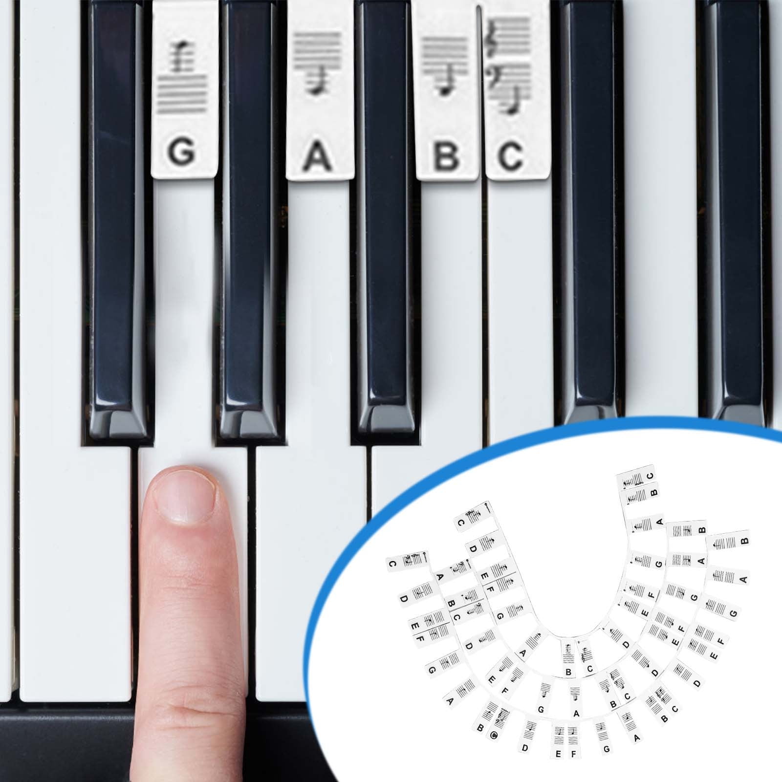 Piano Keyboard Sticker, Yrmaups Detachable Piano Keyboard Note Labels ...