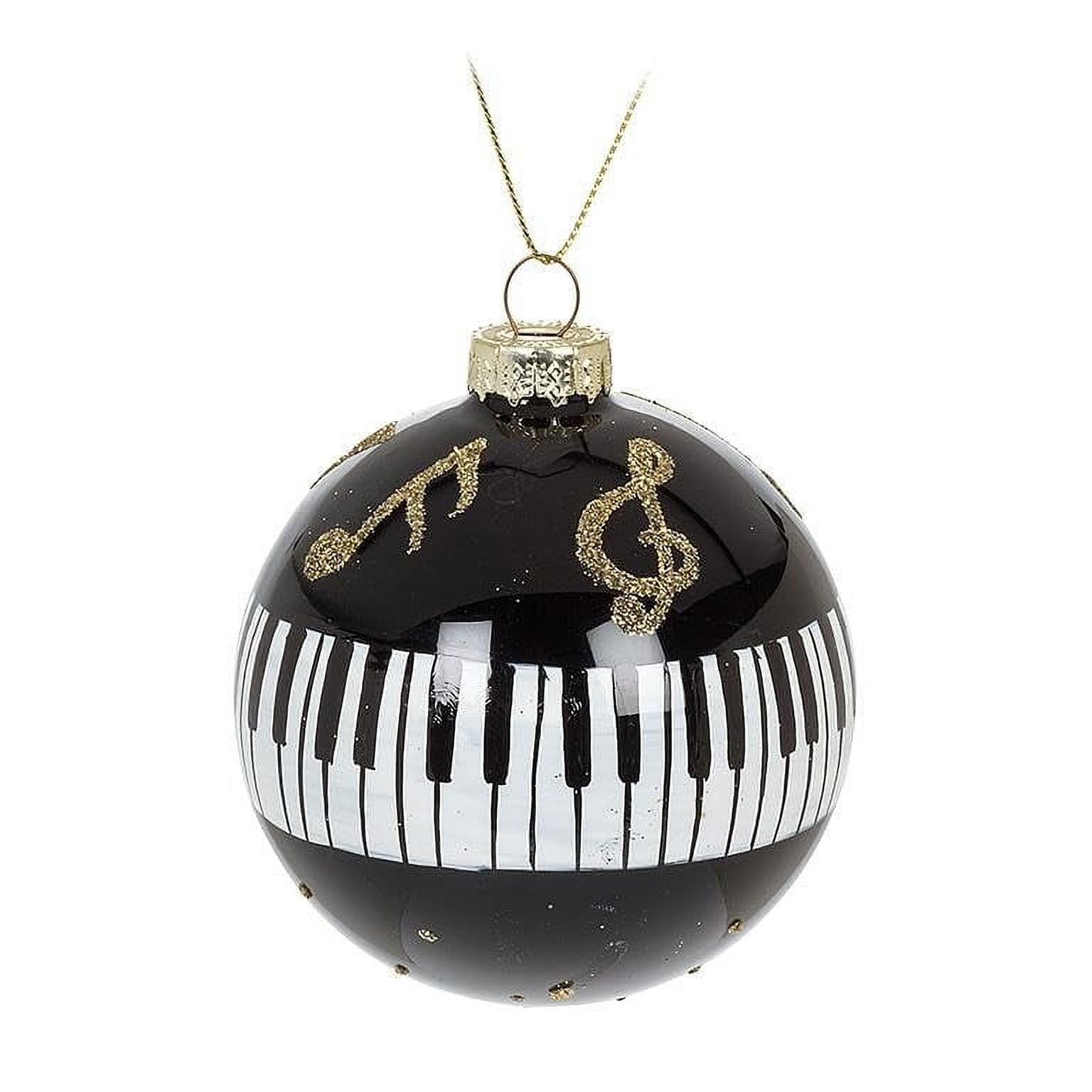 Musical Christmas Tree Ornament - Piano Keys Ball with Glittery Gold ...