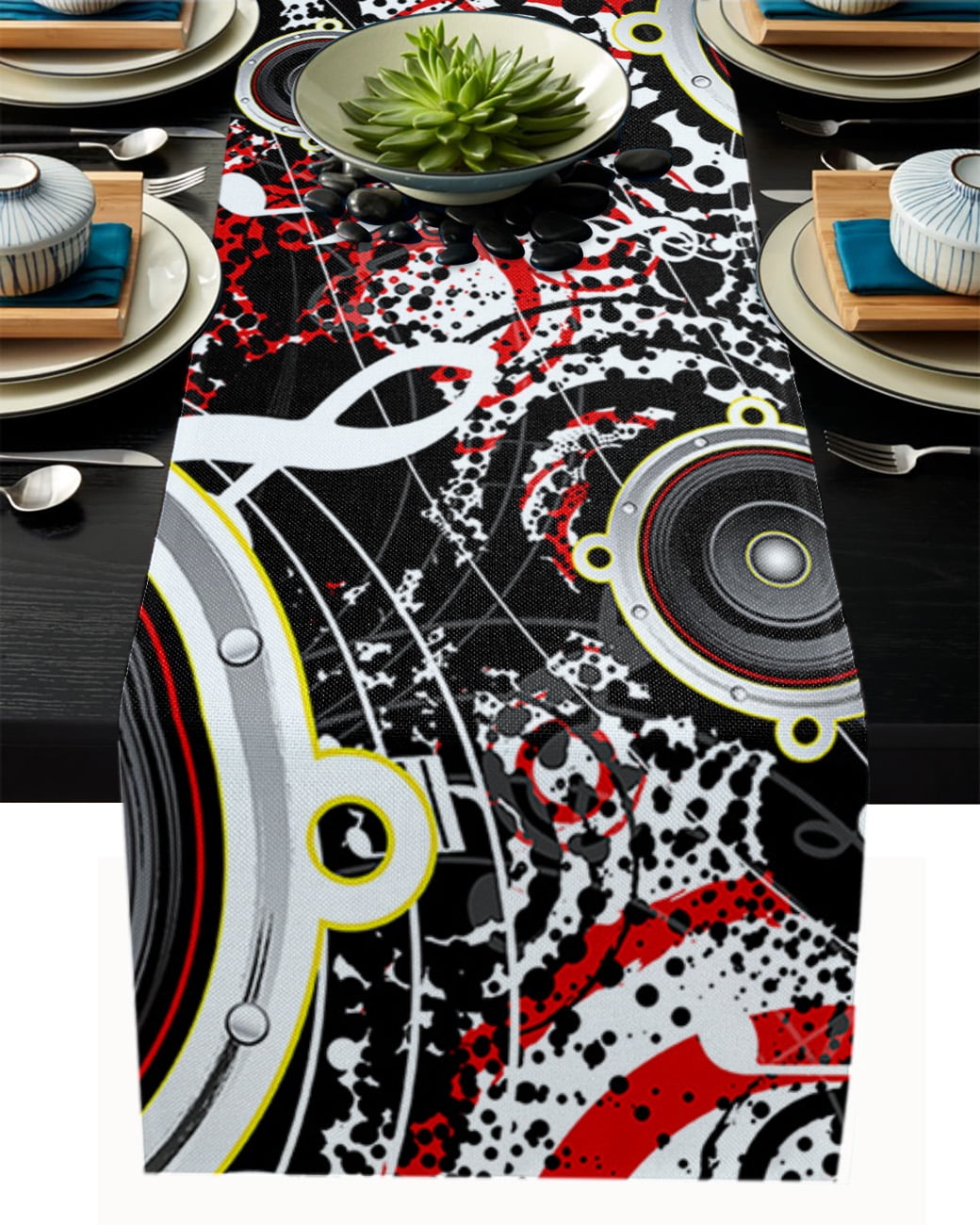 Piano Keys Music Note Red Linen Table Runner Kitchen Table ration ...