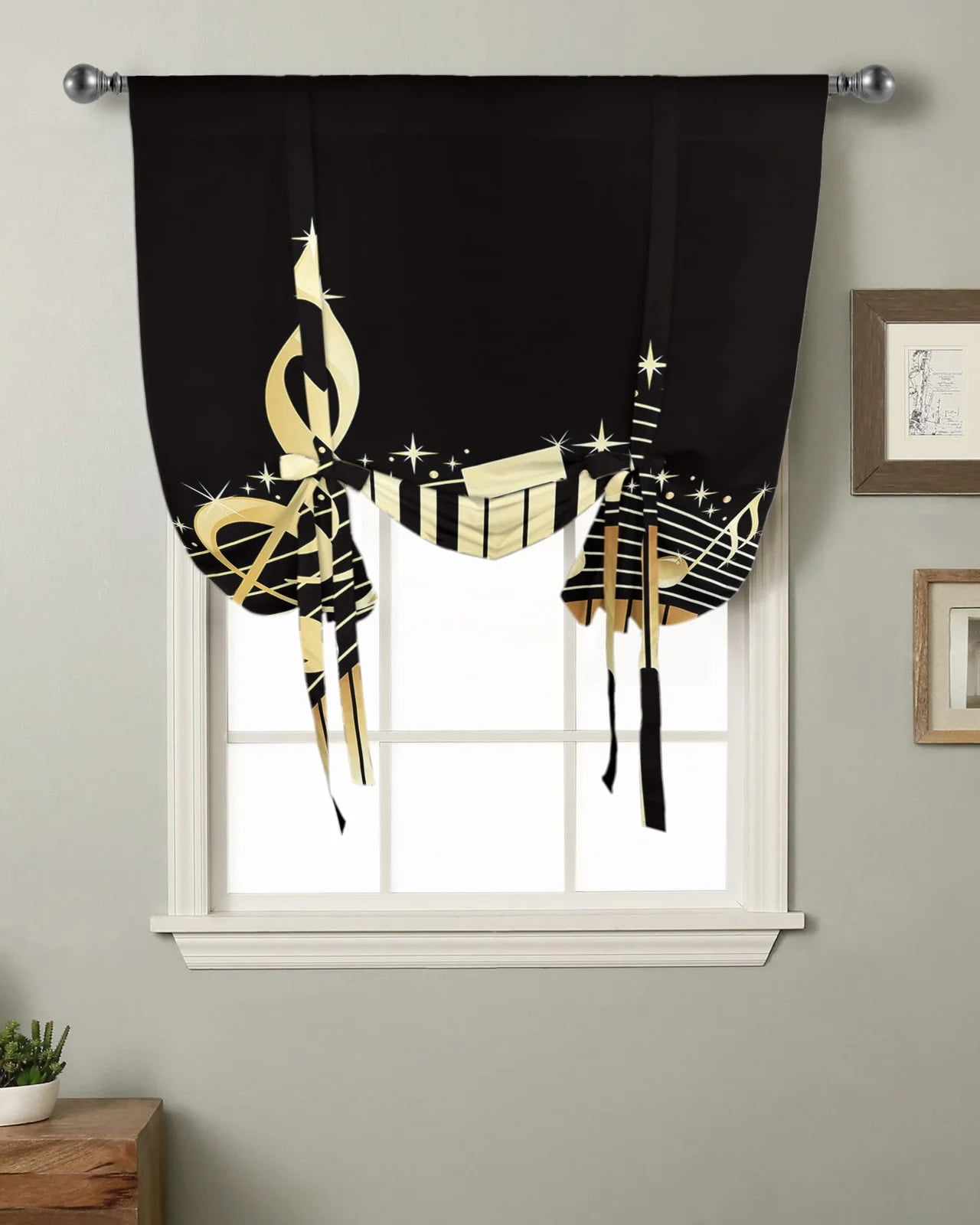 Piano Keys Note Music Gradient Window Curtain for Living Room Roman ...
