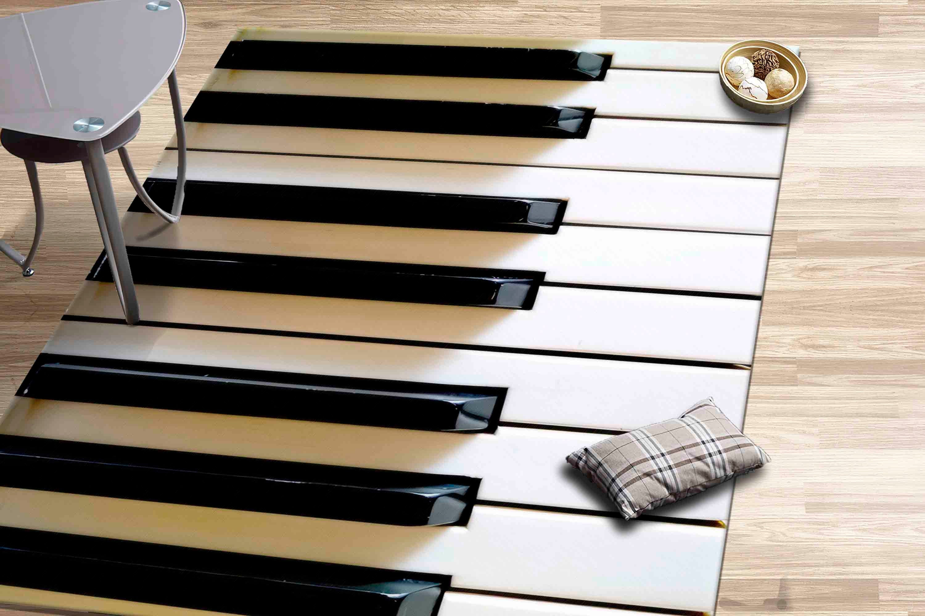 Piano Keys Rug, Black Rug, Piano Rugs, Music Rugs, Music Room Rug, Soft ...