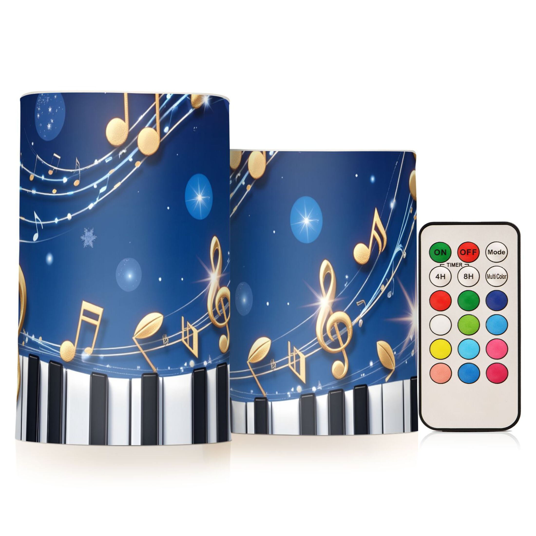Piano Keys Shining Stars Notes Flickering Flameless Candles LED ...