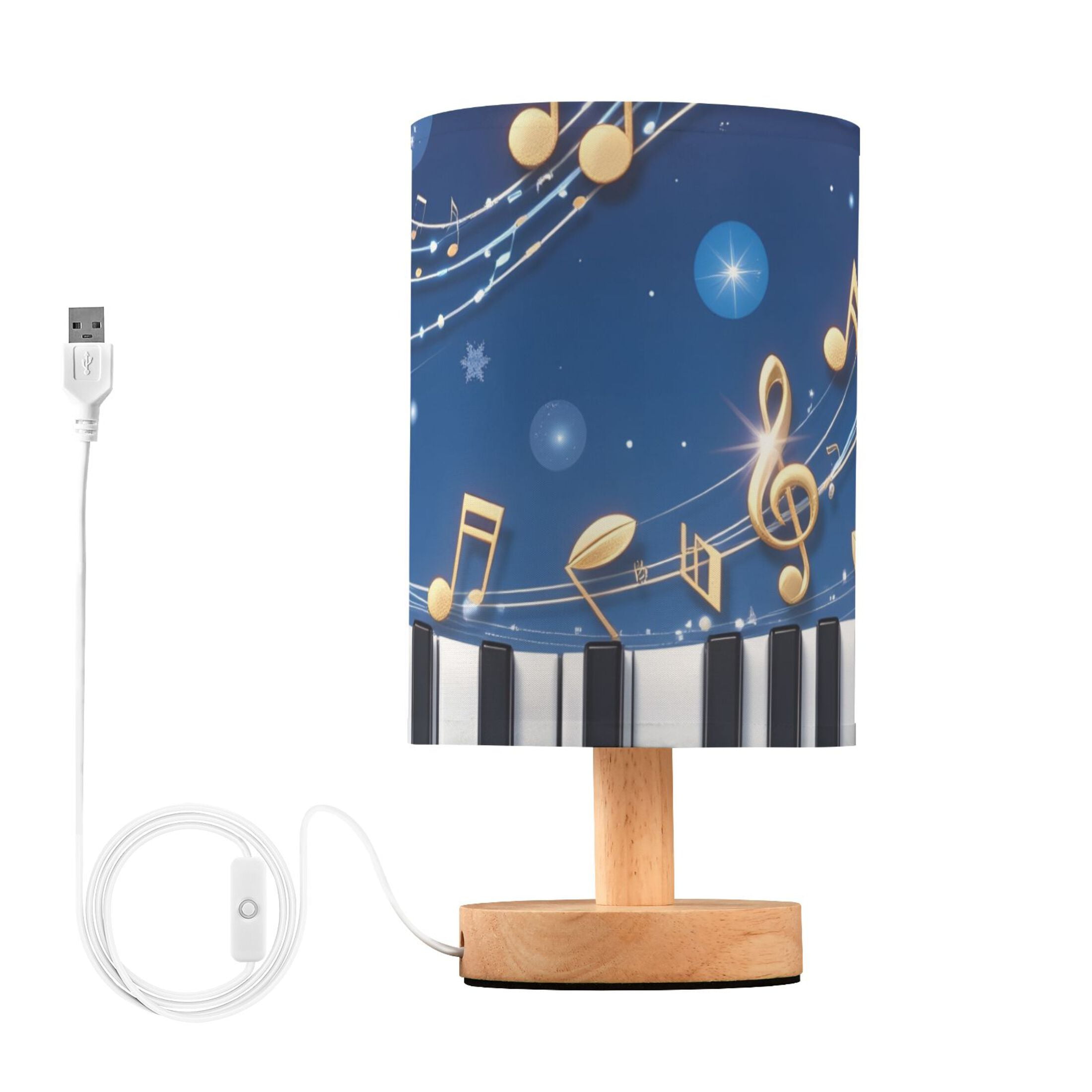 Piano Keys Shining Stars Notes Table Lamp with USB Port LED Warm Light ...