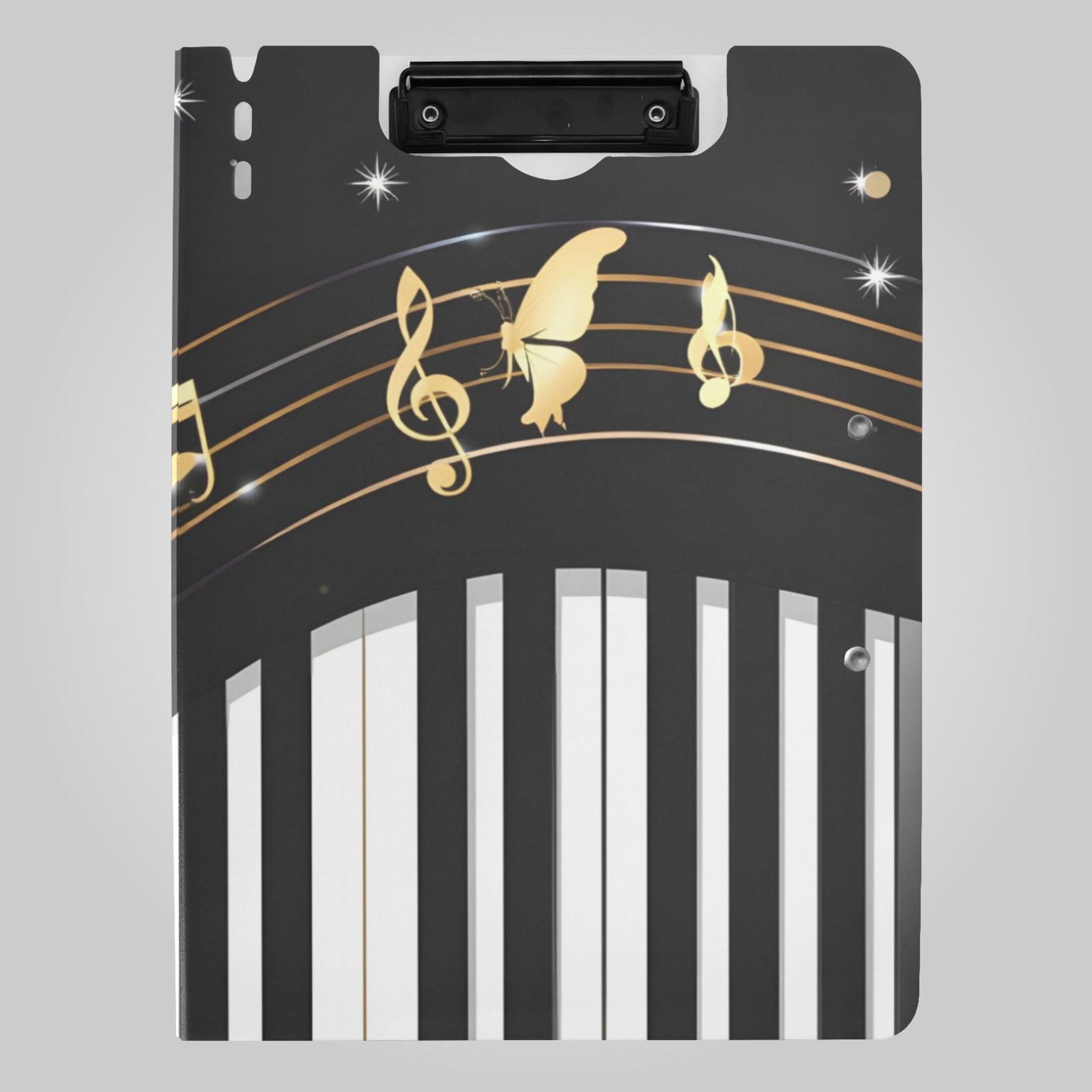 Piano Keys Stave Notes Butterfly Foldable Binder Folder Clipboard with ...