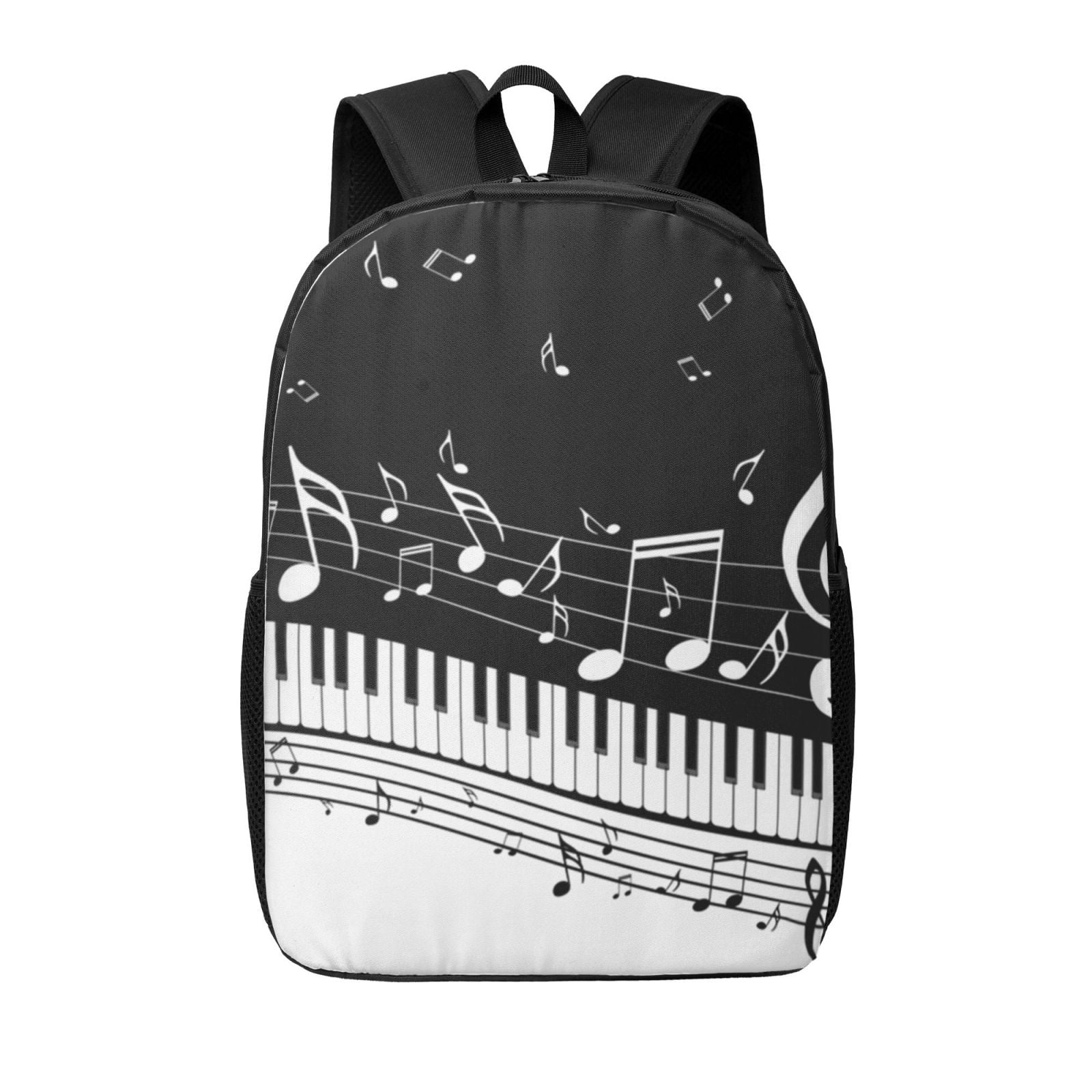 Piano Keys With Musical Notes 17in Student Backpack Casual Daypack ...