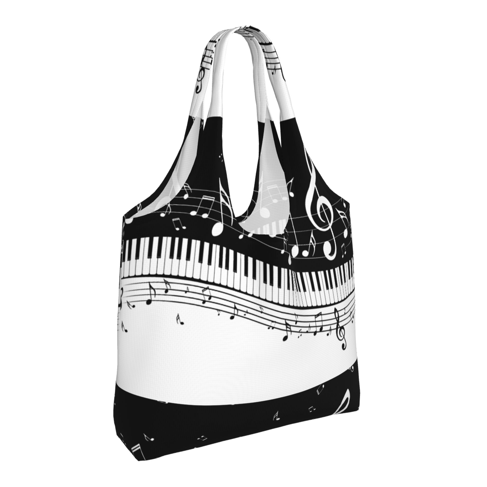 Piano Keys With Notes Canvas Tote Pocket For Women,Totes Bag With ...