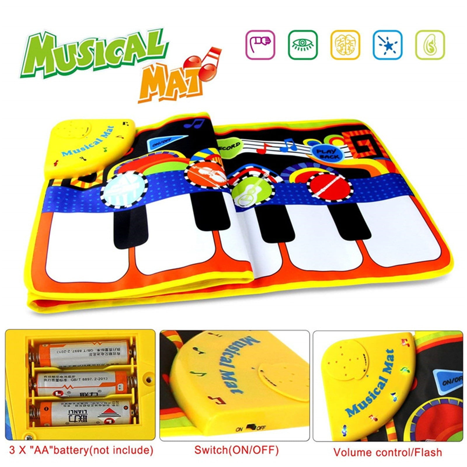 Piano Mat for Kids, Floor Piano Keyboard Mat Carpet Touch Playmat with ...