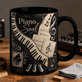 Piano Mug 3D Effect, Black Music Notes Coffee Cup Gift for Pianists and ...