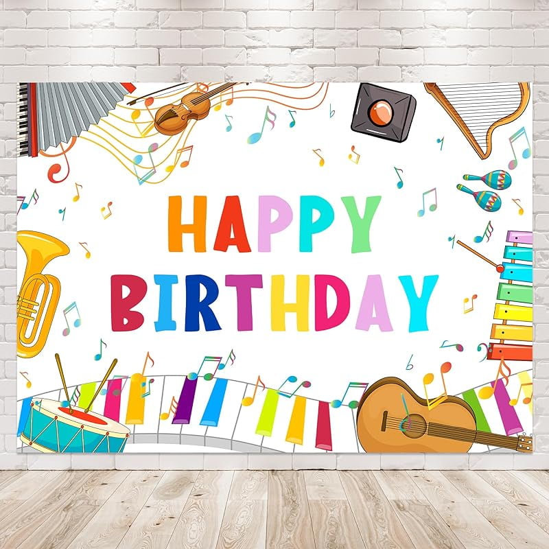 Piano Music Birthday Backdrop Photography Kids Colorful Cartoon ...