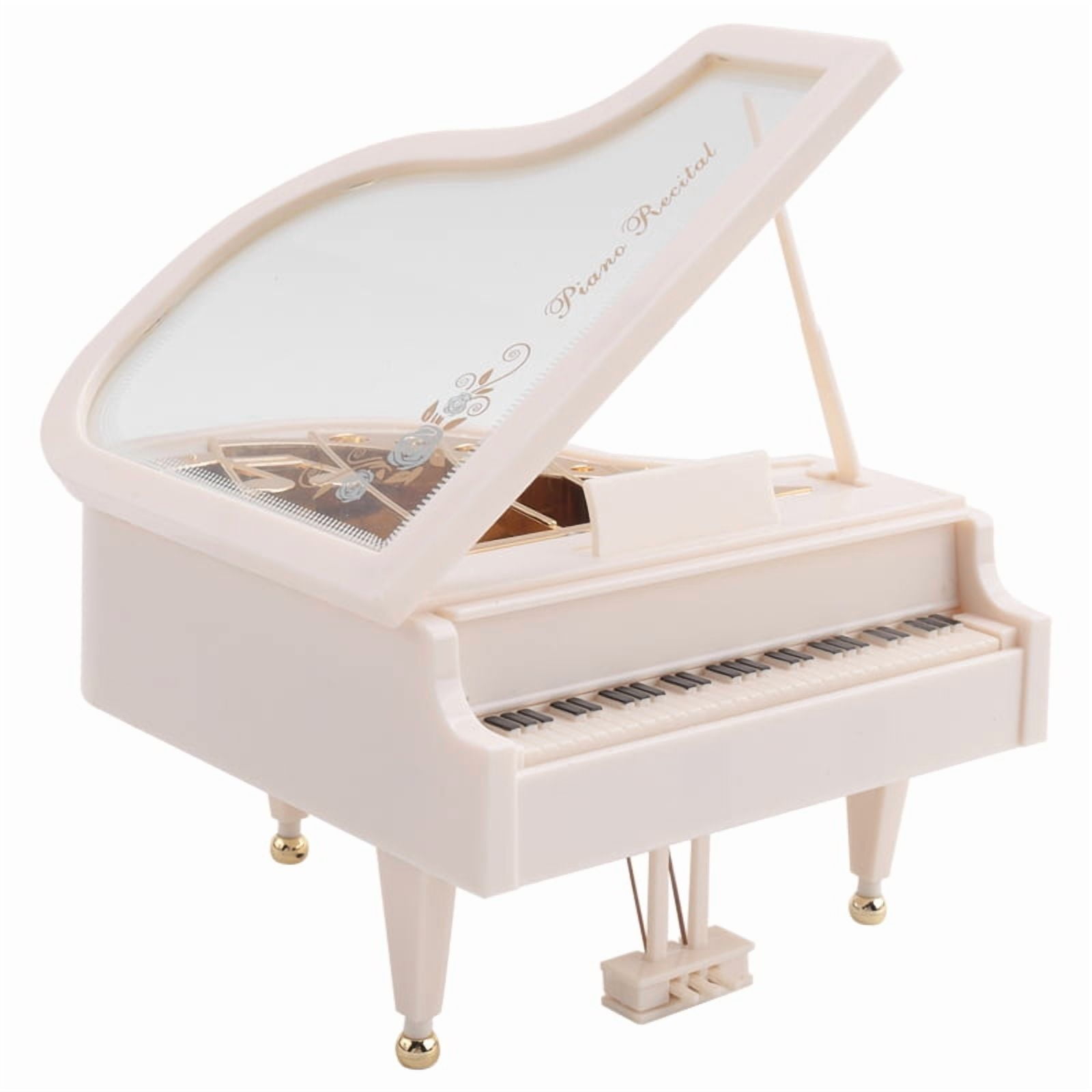 Piano Music Box, White Clockwork Mechanical Musical Boxes, Classical ...
