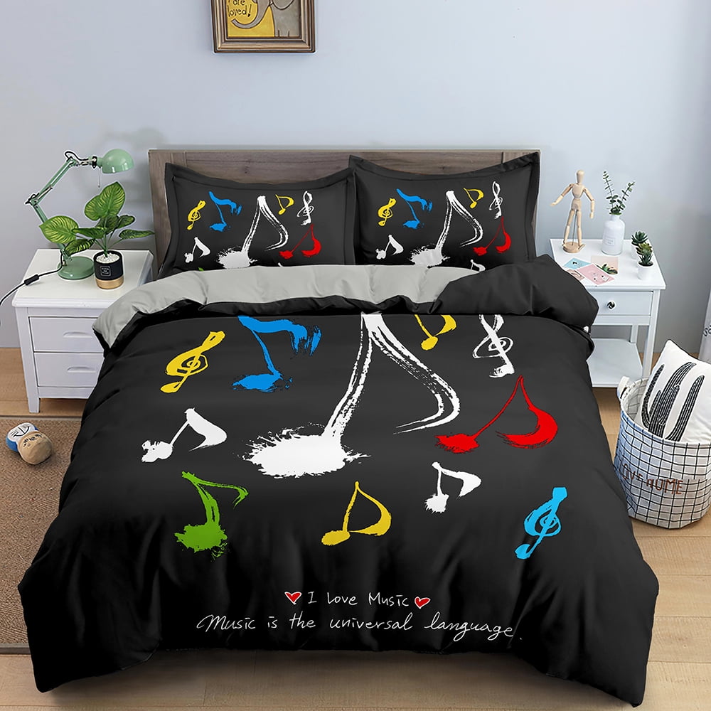 Piano Music King Duvet Cover Musical Notes Bedding Set for Kids Teens ...