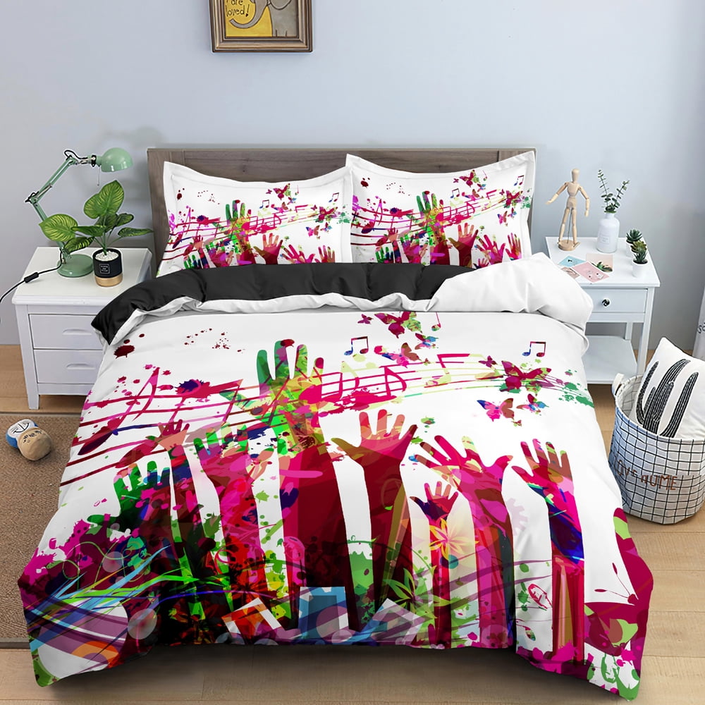 Piano Music King Duvet Cover Musical Notes Bedding Set for Kids Teens ...