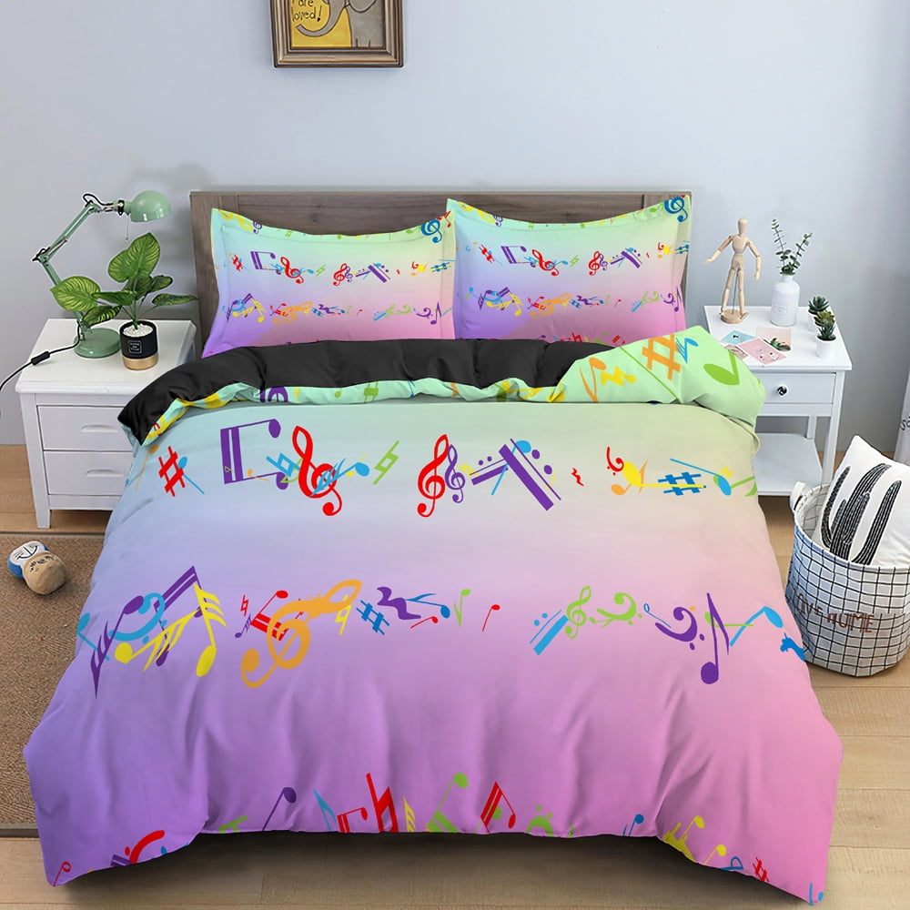 Piano Music King Duvet Cover Musical Notes Bedding Set for Kids Teens ...