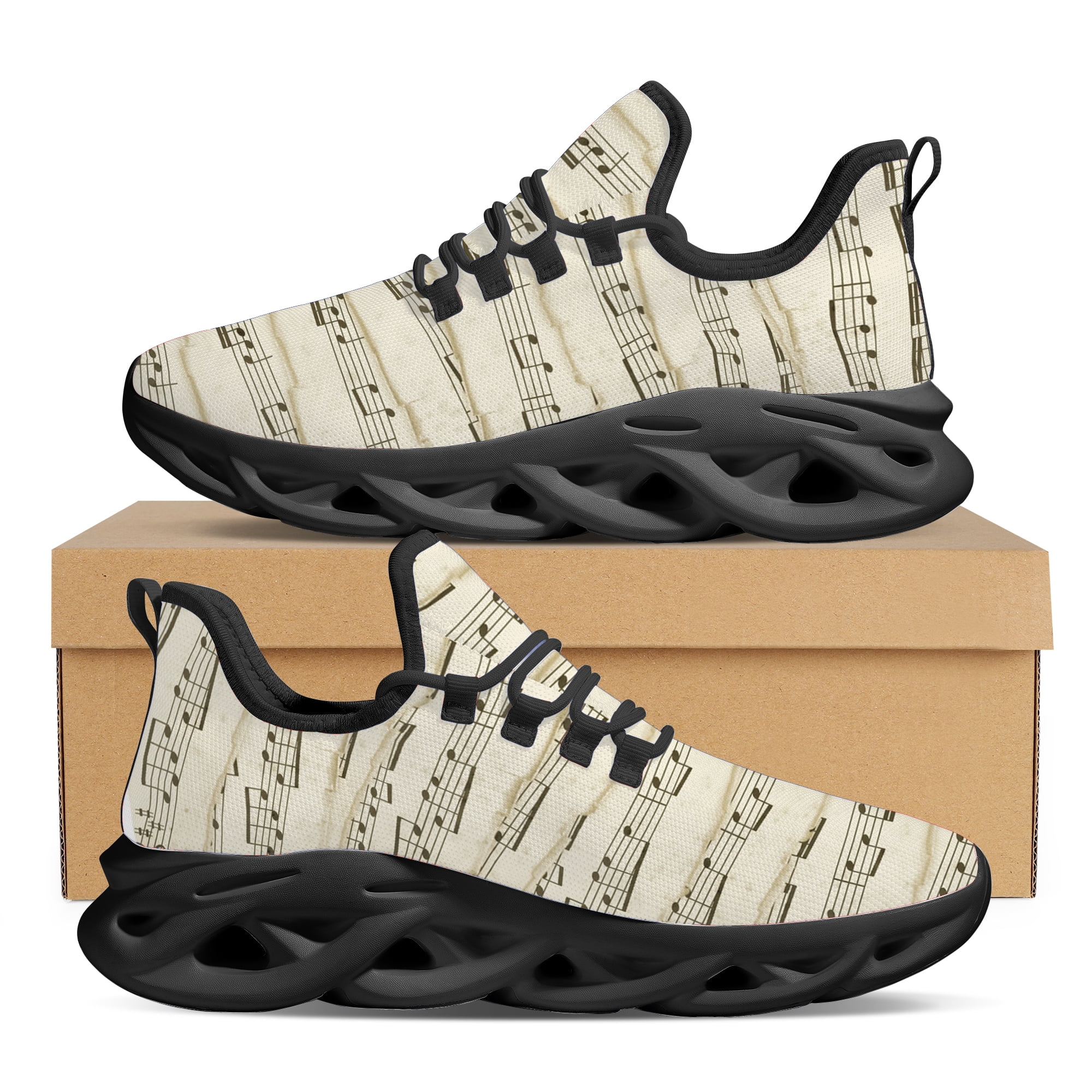 Piano Music Notes Design Women's Sneakers Lightweight Lace-Up ...