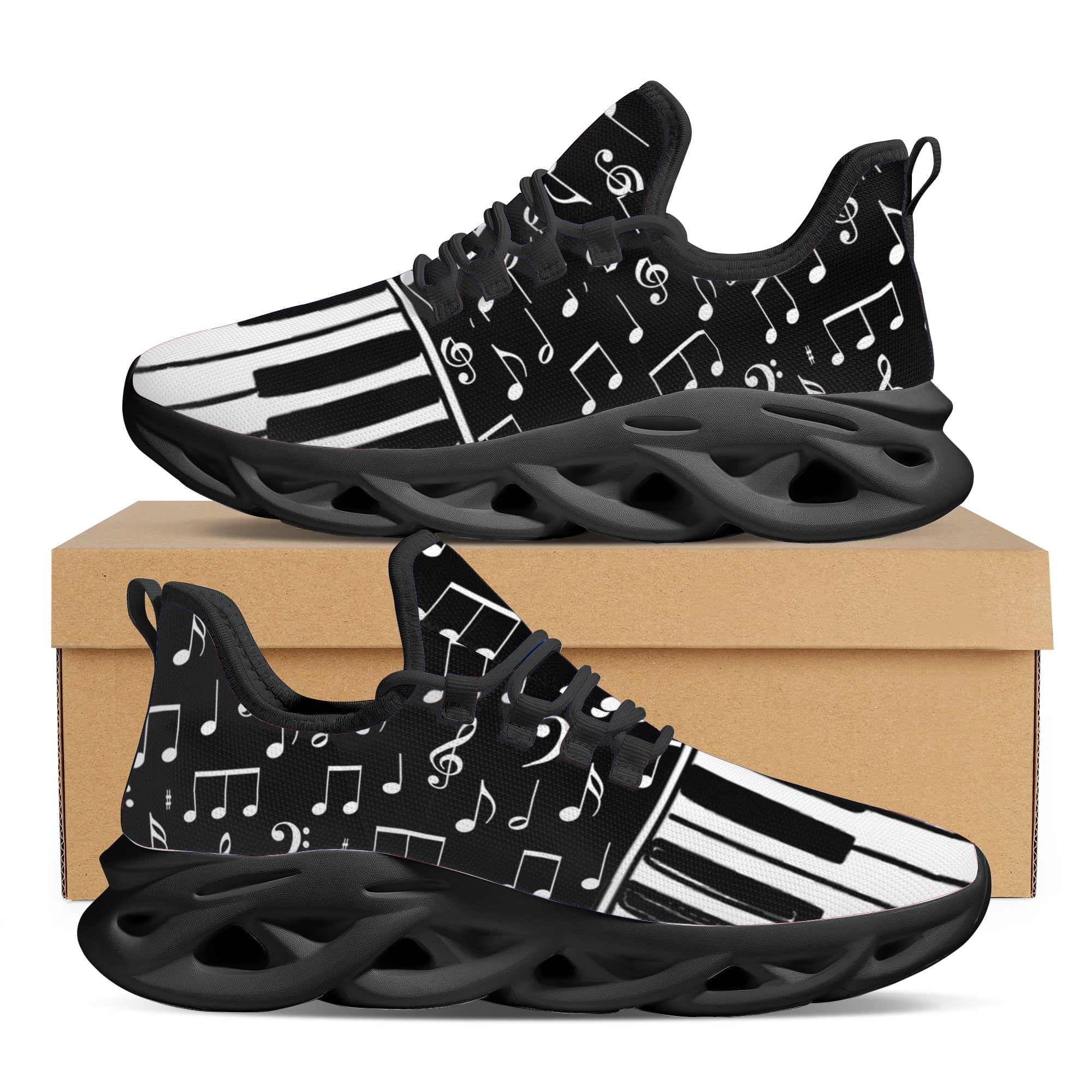 Piano Music Notes Design Women's Sneakers Lightweight Lace-Up ...