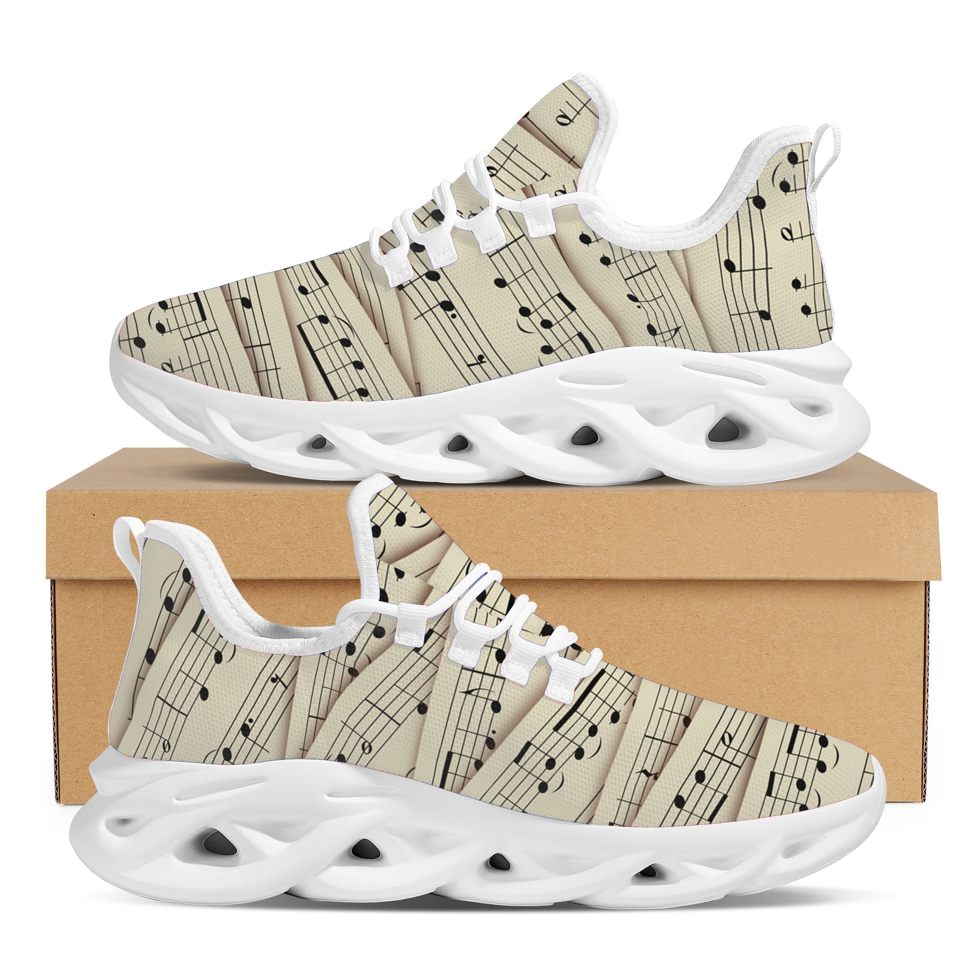 Piano Music Notes Design Women's Sneakers Lightweight Lace-Up ...