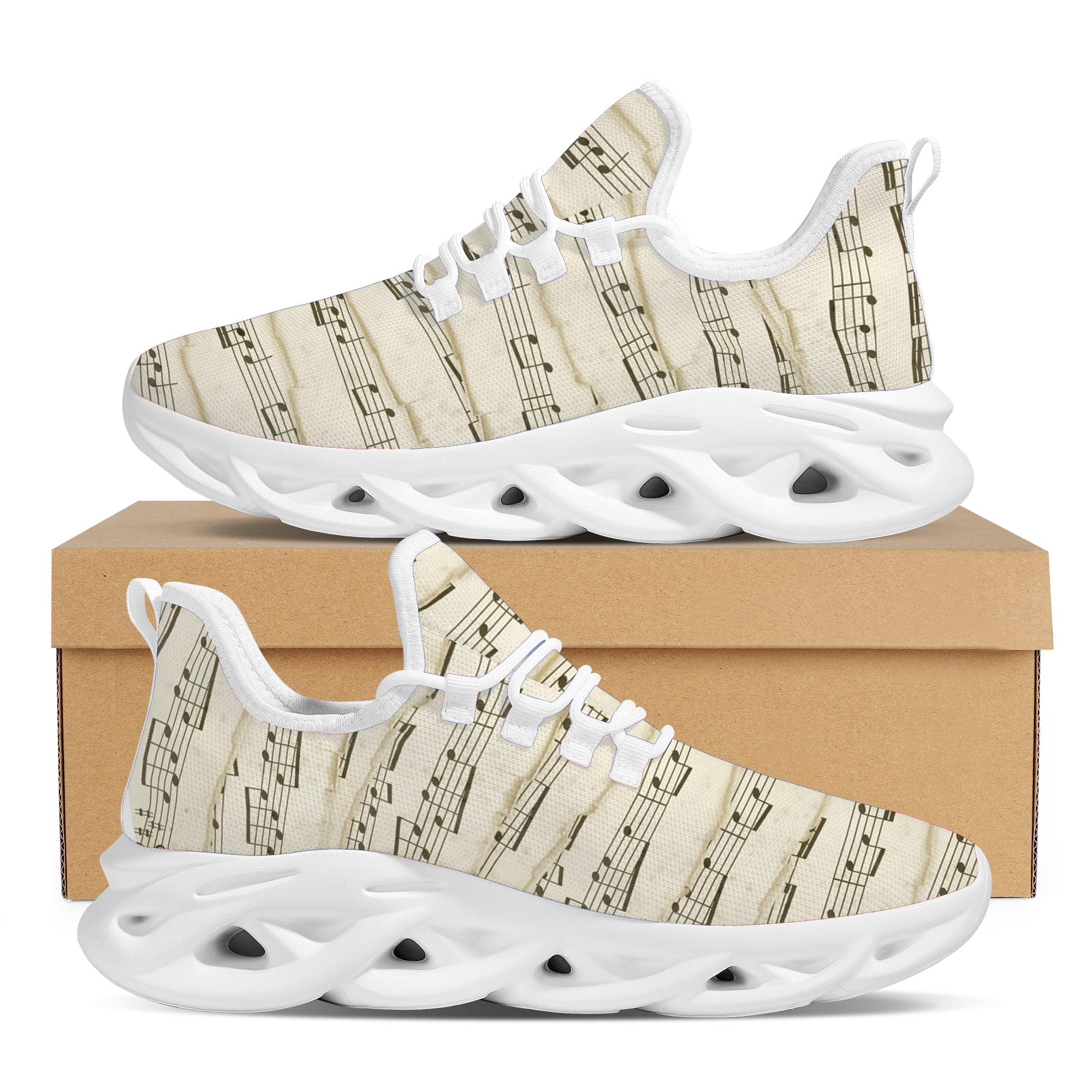 Piano Music Notes Design Women's Sneakers Lightweight Lace-Up ...