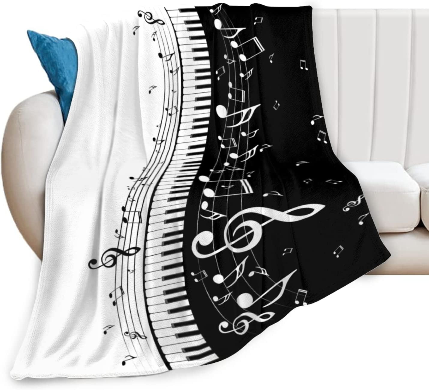 Piano Music Notes Soft Throw Blanket All Season Microplush Thick Warm ...
