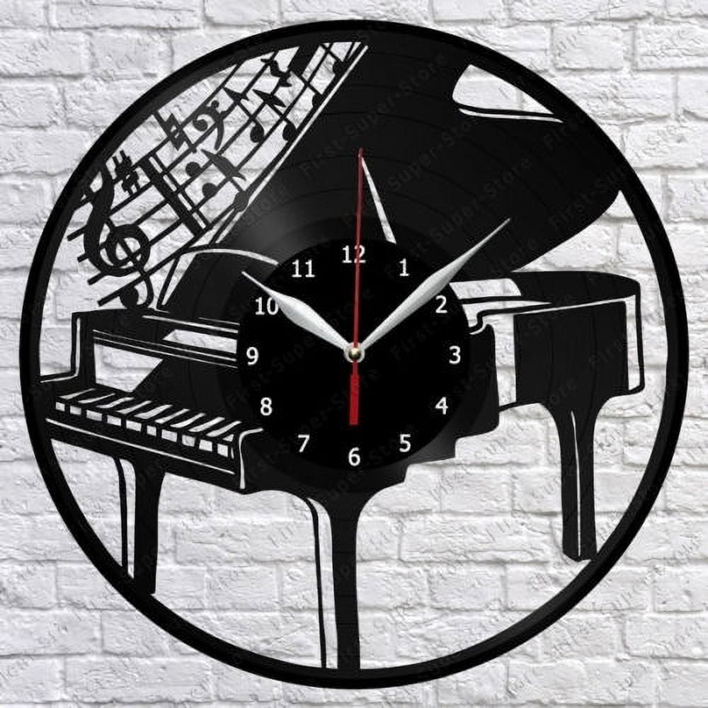 Piano Music Vinyl Record Wall Clock Fan Art Home Decor Vintage Wall Art ...