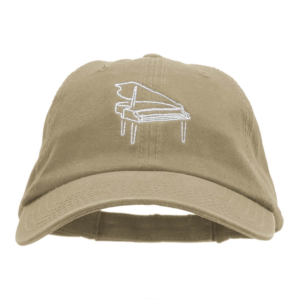 Piano Outline Embroidered Deluxe Washed Twill Cap - Khaki OSFM ...