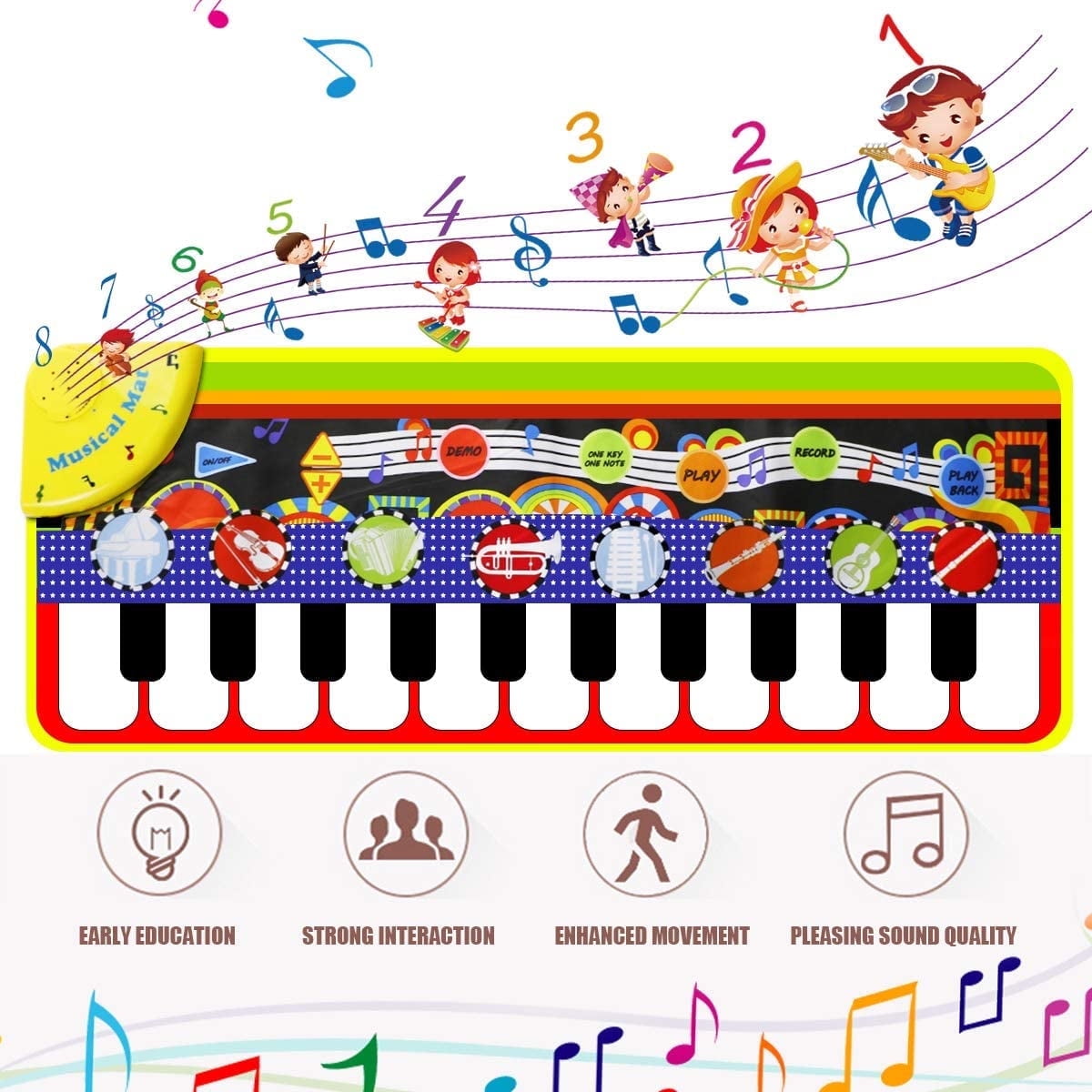 TiokMc Interactive Piano Play Mat for Kids - 10-Key Touch Keyboard with ...