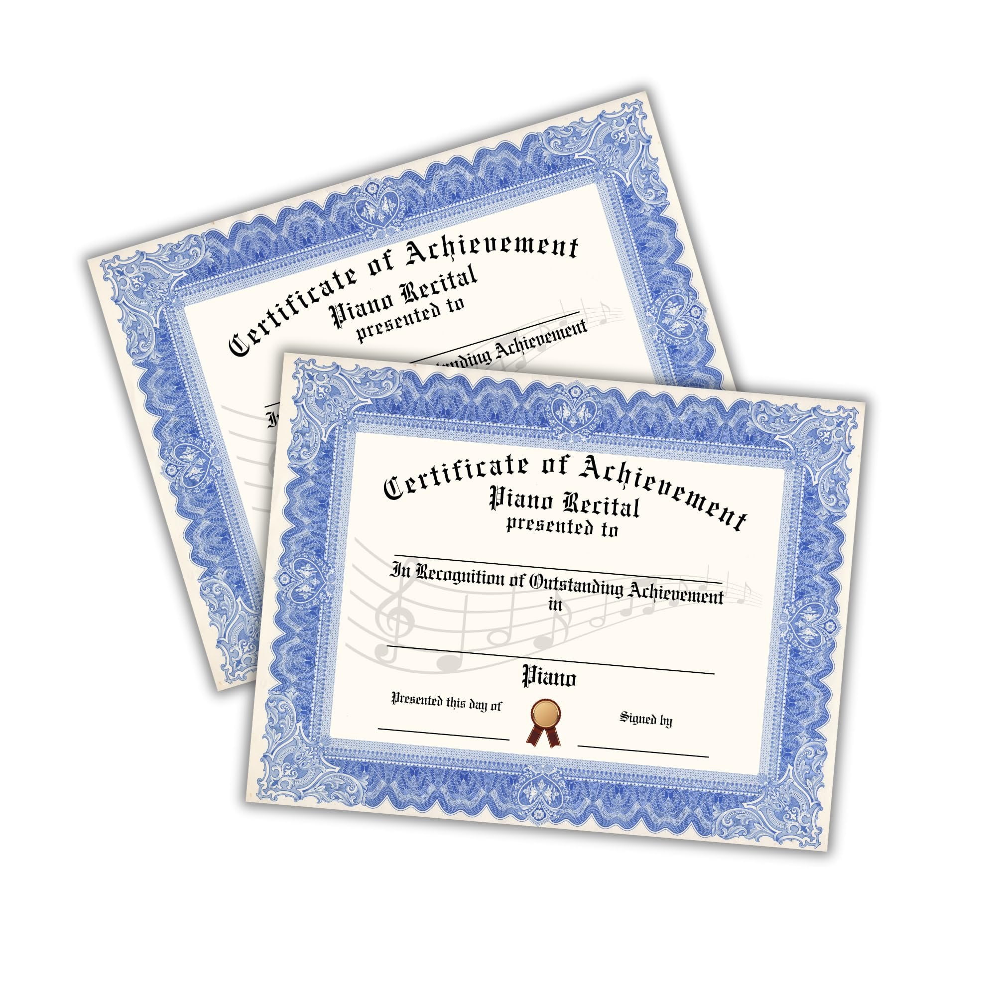 Piano Recital Certificate of Achievement Award 50 pk 8.5x11 Recital ...