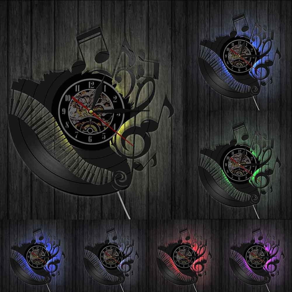 Piano Room Music Notes Vinyl Record Clock Musician Pianist Teacher ...