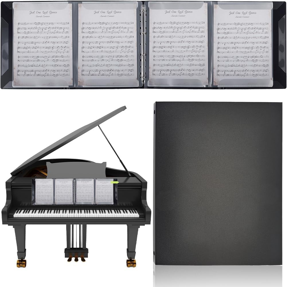 Piano Sheet Folder Music File Binder 4 Pages Expand 52 Pockets Black ...