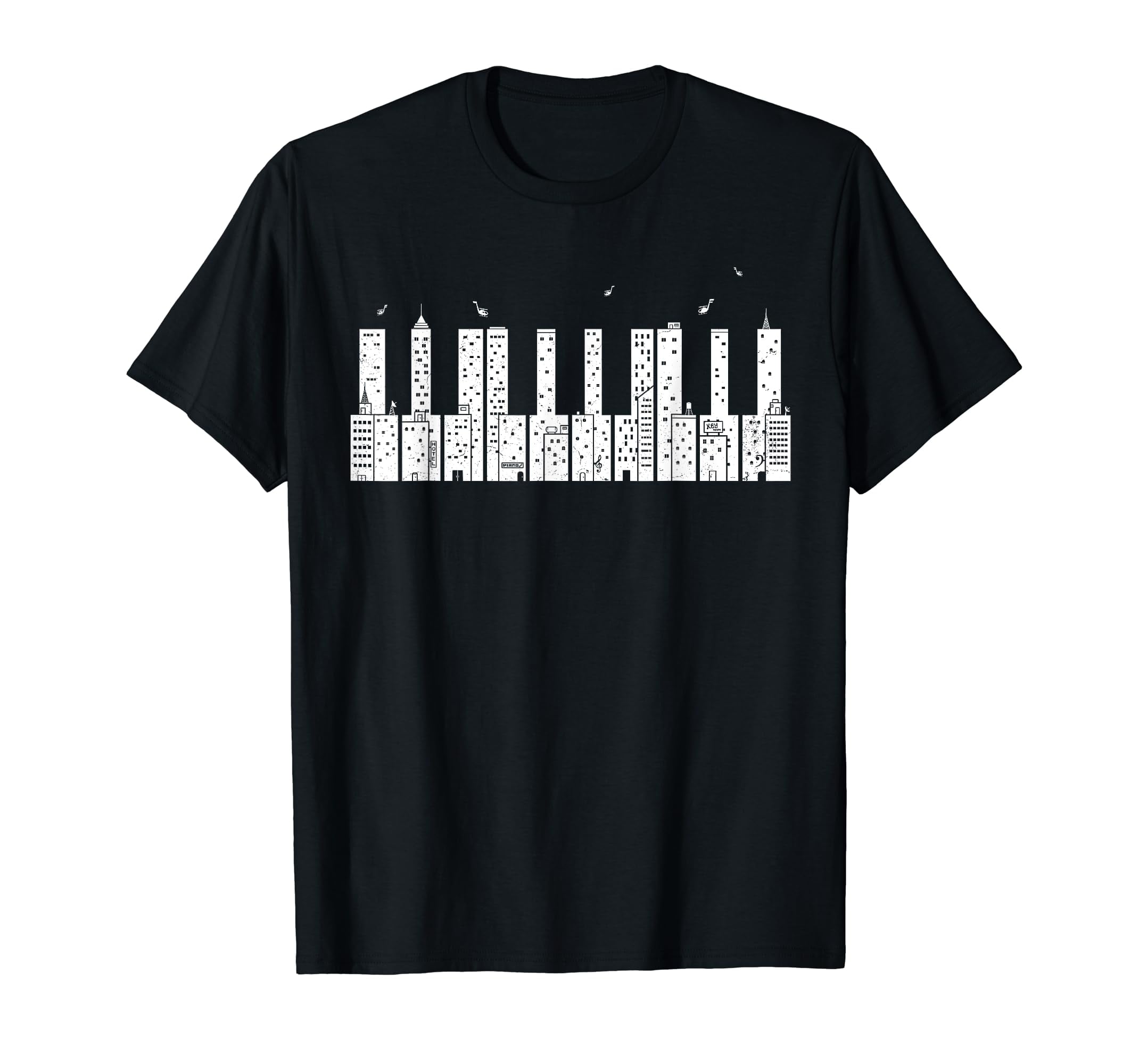 Piano Shirt Skyline - Keyboard Music T-Shirt - Walmart.com