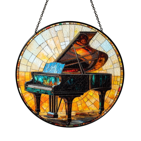 Piano Stained Glass Style Suncatcher, Music Inspired Window Hanging Art ...