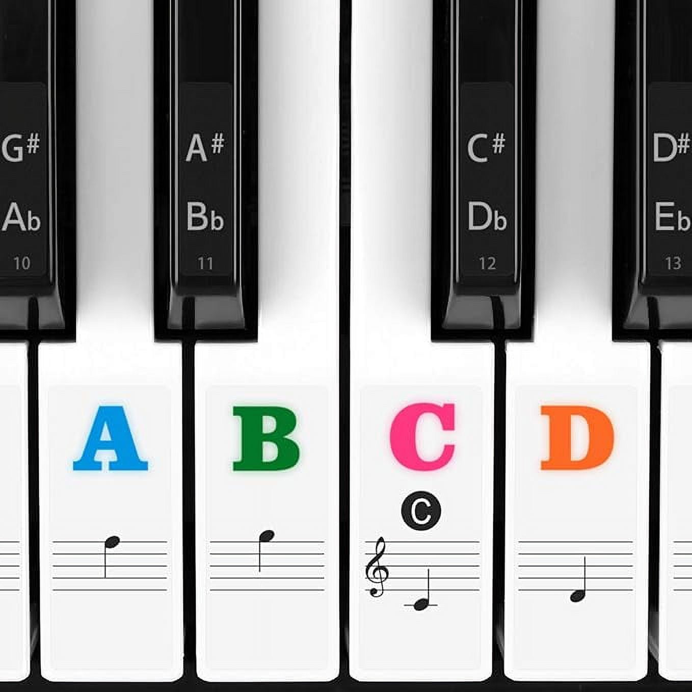 Piano Stickers for Keys, Eison Colorful Piano Keyboard Stickers for 88 ...