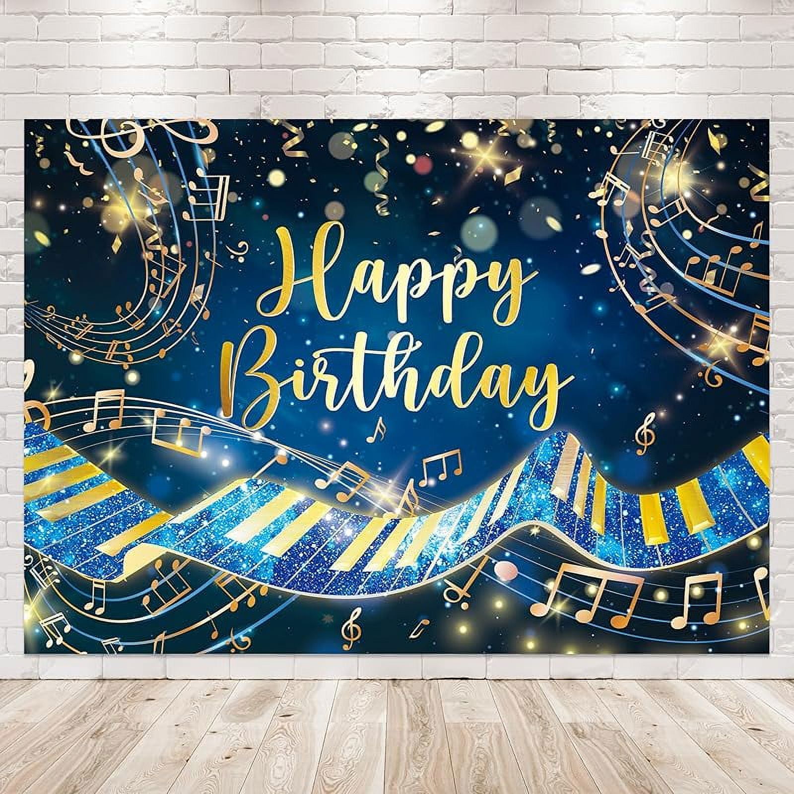 Piano Theme Backdrop Photography Golden Musical Notes and Piano ...