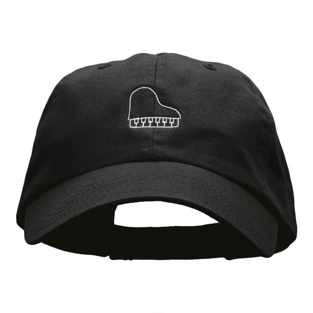 Piano Top View Embroidered Low Profile Dyed Cotton Twill Cap - Black ...