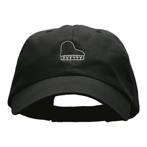 Piano Top View Embroidered Low Profile Dyed Cotton Twill Cap - Black ...