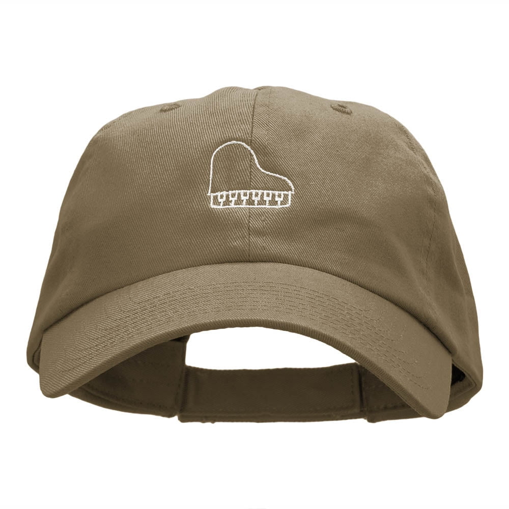 Piano Top View Embroidered Low Profile Dyed Cotton Twill Cap - Khaki ...