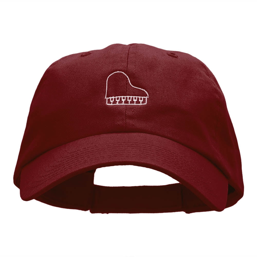 Piano Top View Embroidered Low Profile Dyed Cotton Twill Cap - Wine ...
