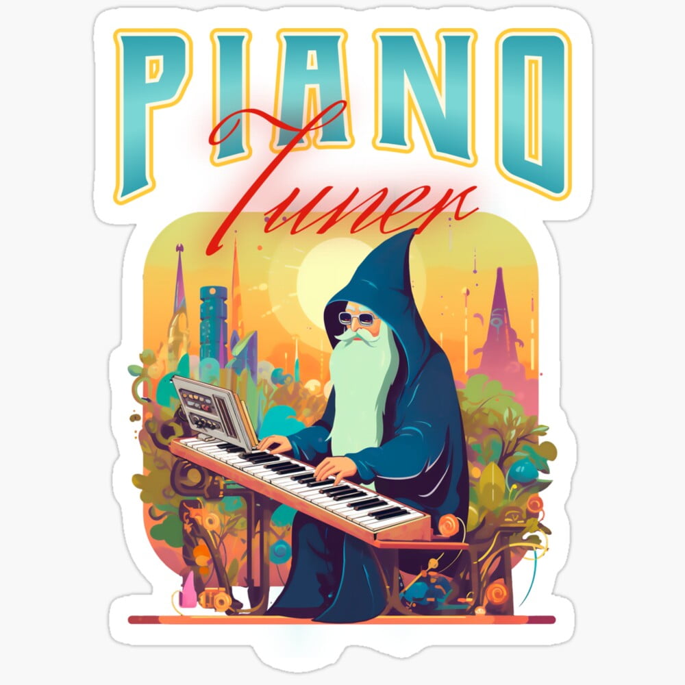 Piano Tuner Wizard Sticker Phone Decal Water Bottle Stickers Car Decals ...