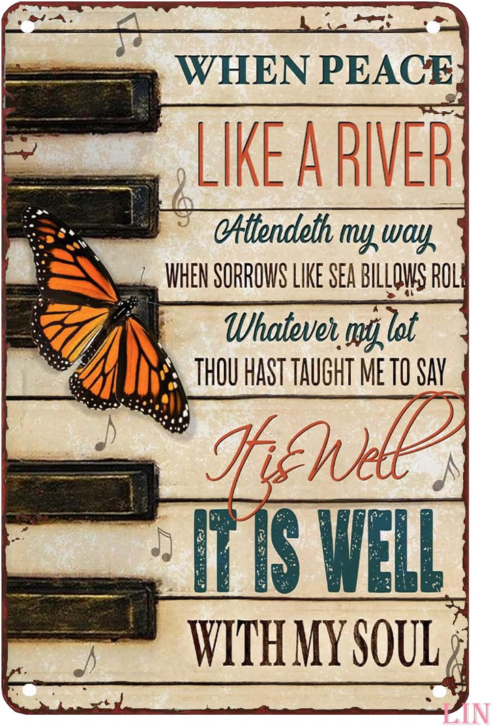 Piano Wall Art Metal Butterfly And Piano When Peace Like A River ...