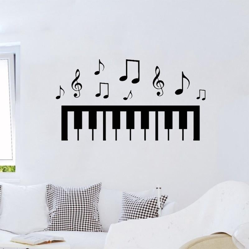Piano Wall Decal Music Notes Black White Art Bedroom Home Decor Piano ...