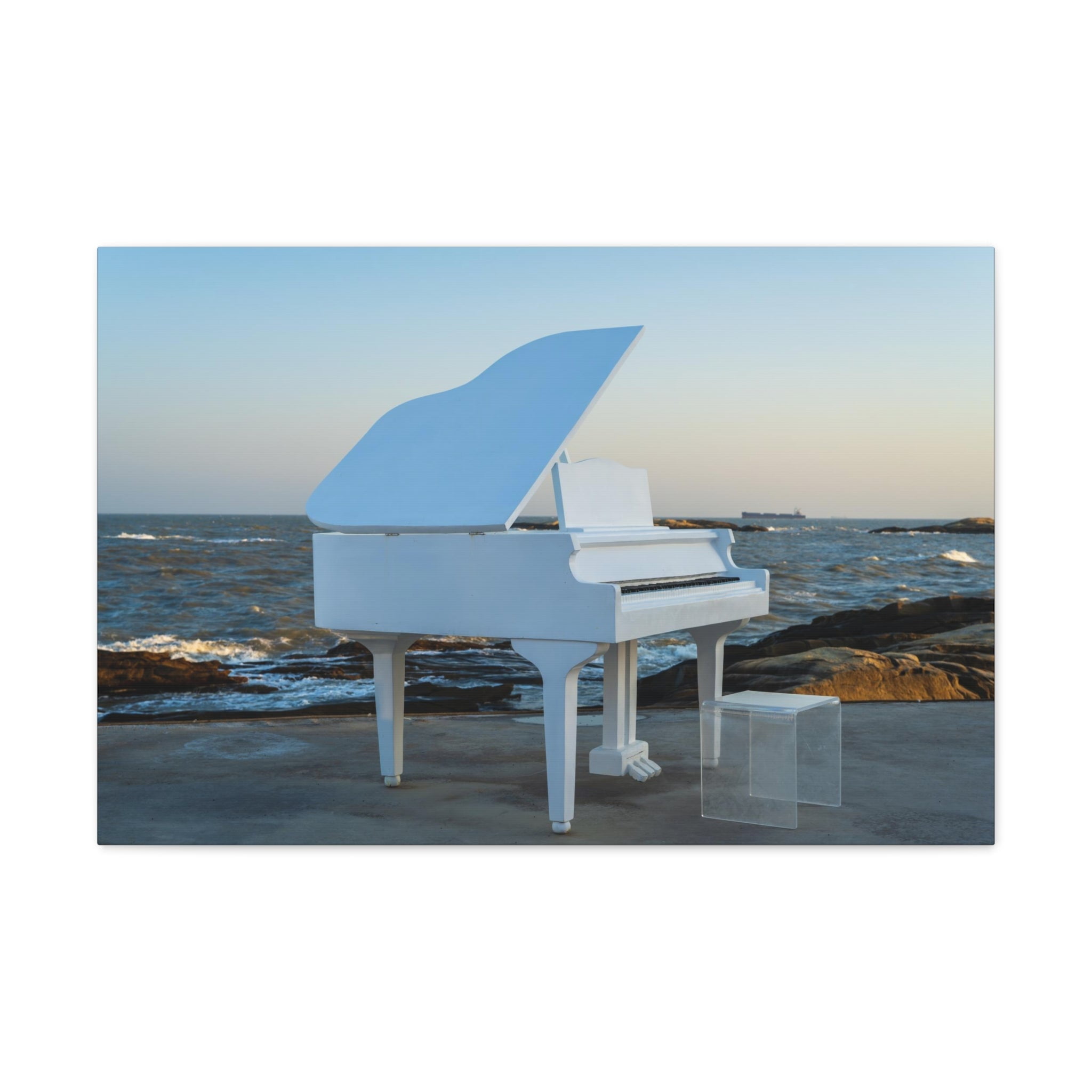 Piano White On Beach Music Lover's Delight Piano Keyboard Canvas Wall ...