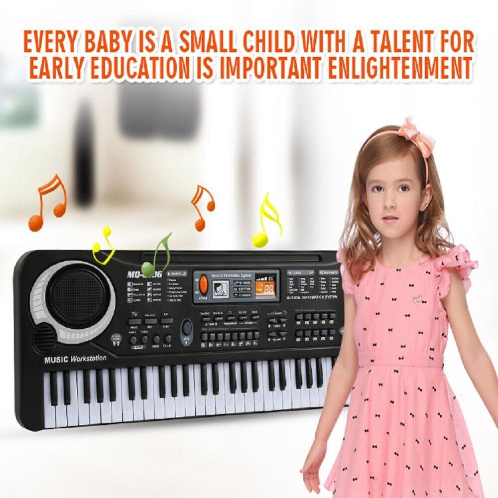 Kids' Electric Keyboard Piano with Microphone, 61 Keys, Dual Speakers ...