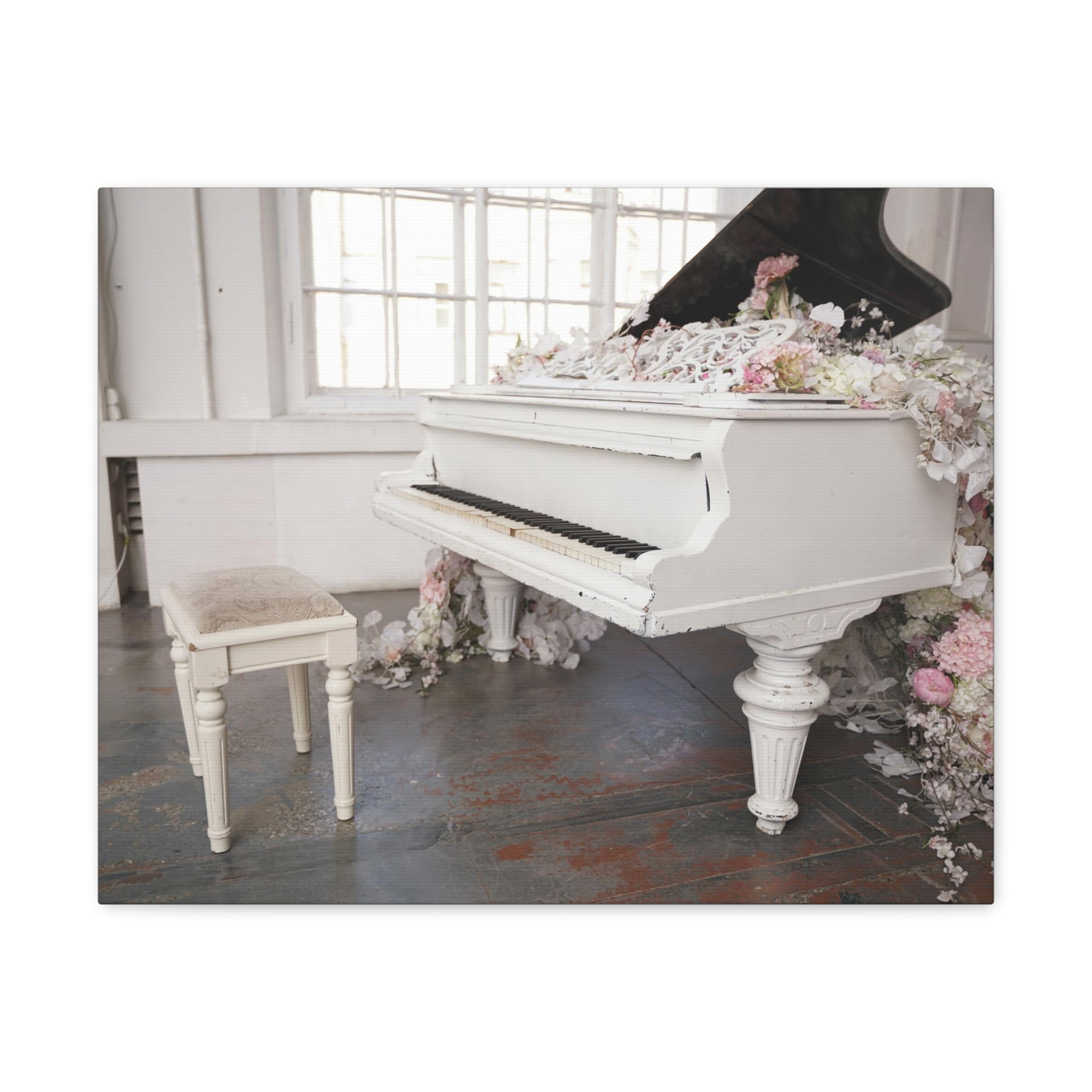Piano with Flowers Music Lover's Delight Piano Keyboard Canvas Wall Art ...