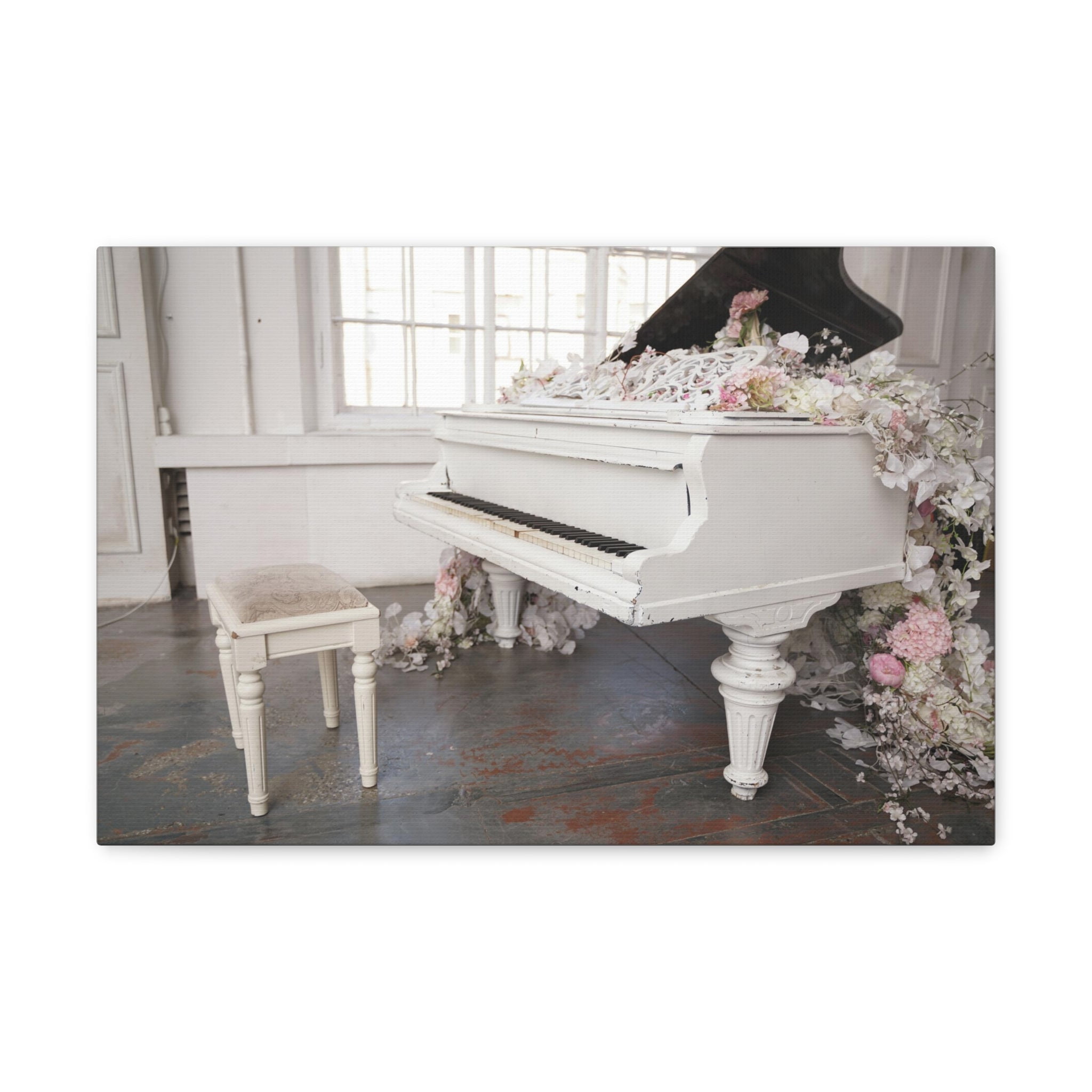 Piano with Flowers Music Lover's Delight Piano Keyboard Canvas Wall Art ...