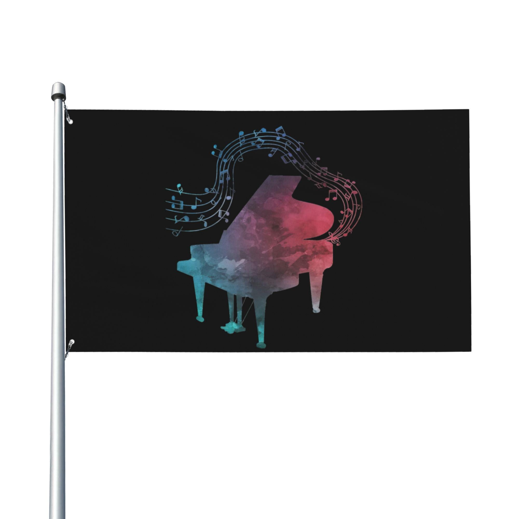 Piano with Music Notes Flag Home Garden Flag Banner Breeze Banner Sign ...