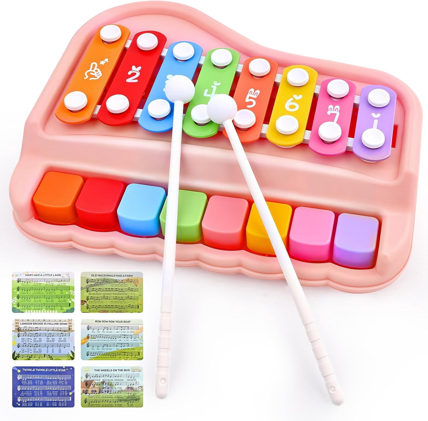 Piano xylophone toy, dual-function Montessori music toy, equipped with ...