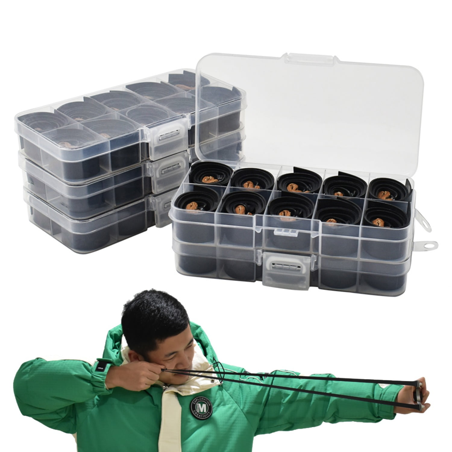 Piaoyu 1 Box of 10 Pc Outdoor Shooting&hunting Flat Rubber Bands with ...