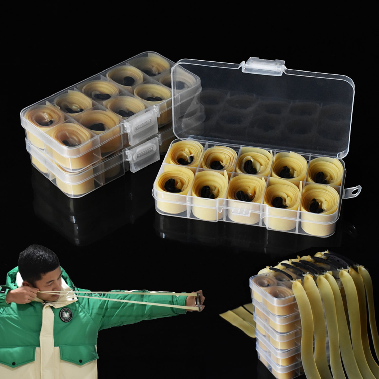 Piaoyu 1 Box of 10 Pc Outdoor Shooting&hunting Flat Rubber Bands with ...