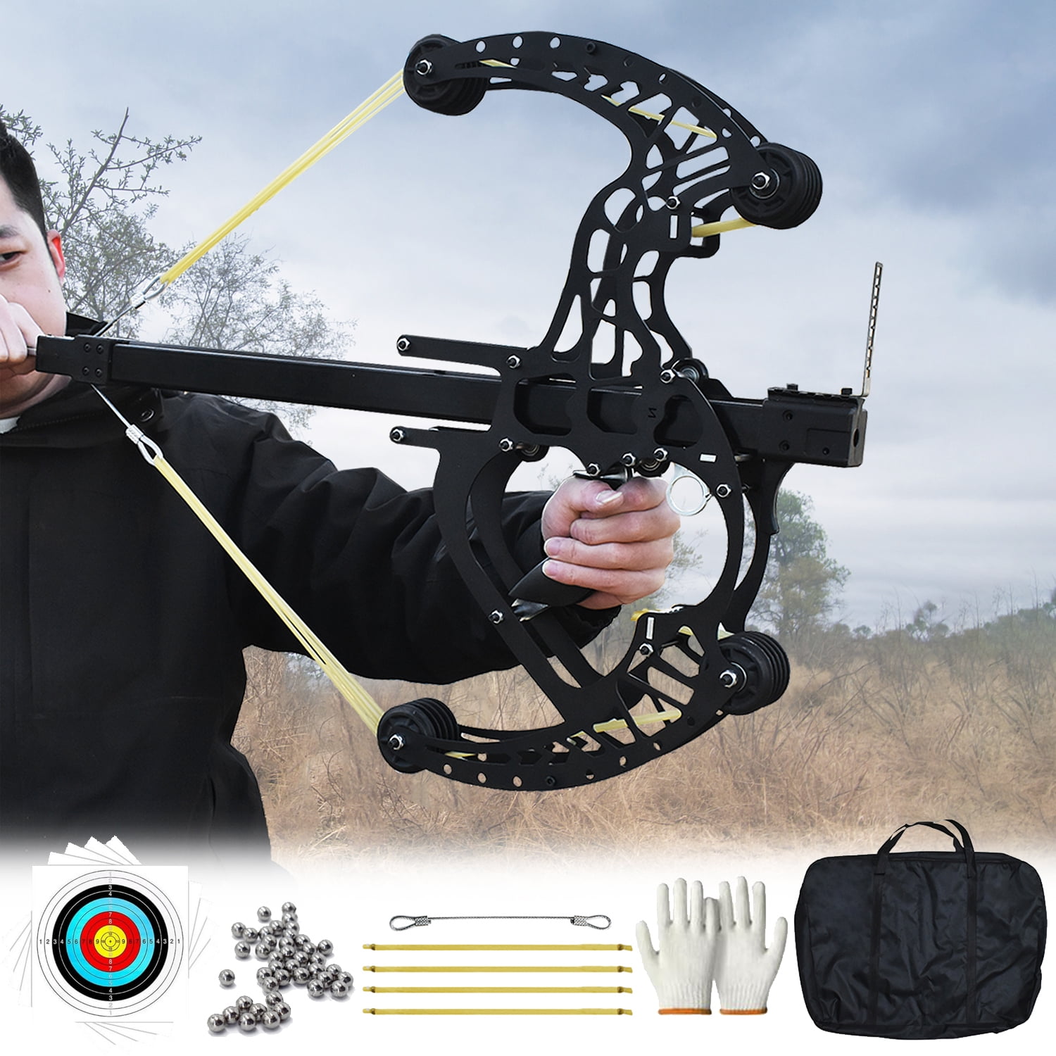 Piaoyu 28 Inch Ball Bearing Bow, Compound Bow Set That Shoots Steel ...