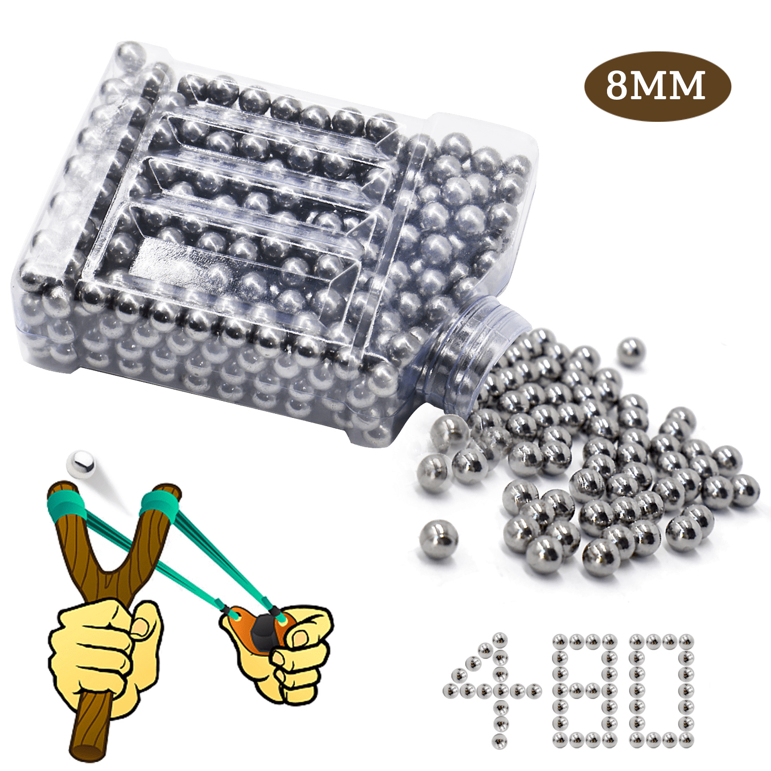 Piaoyu 3.15" Slingshot Ammo Balls,480 Qty,Grade A Steel Balls, Easy ...