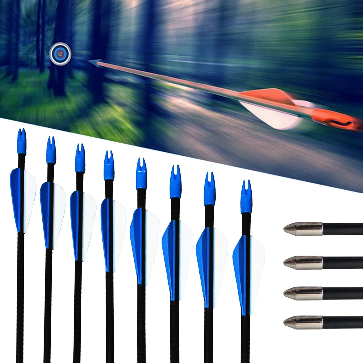 Piaoyu Archery 29" Fiberglass Archery Target Practice Arrows, for Teen ...